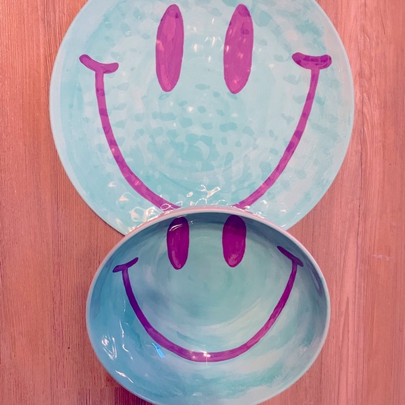 Dining | Green Smiley Face Plate Bowl Set | Poshmark